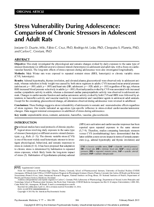 (PDF) Stress Vulnerability During Adolescence