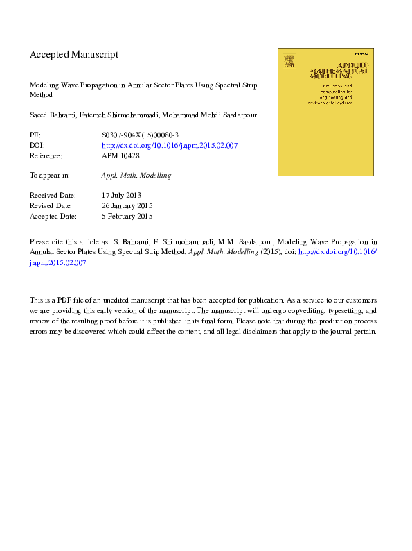Pdf Modeling Wave Propagation In Annular Sector Plates Using Spectral Strip Method
