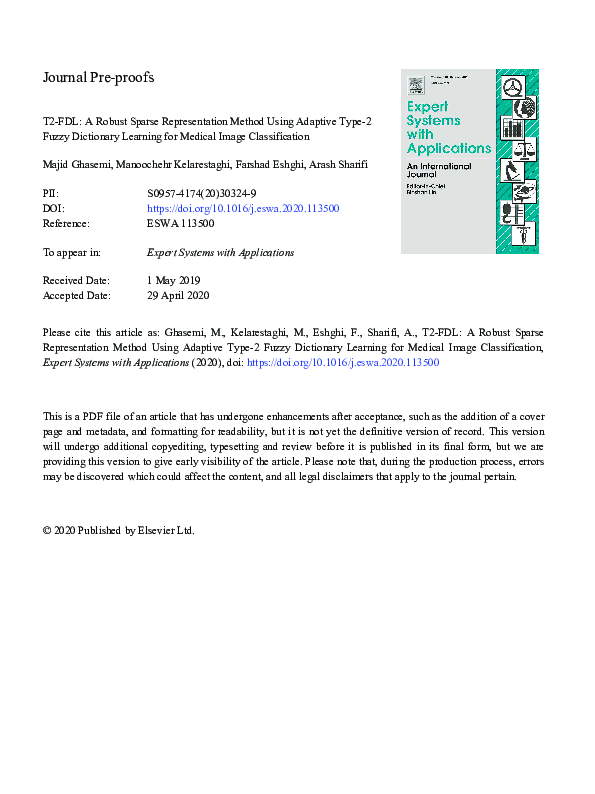 (PDF) T2-FDL: A robust sparse representation method using adaptive type-2 fuzzy dictionary ...