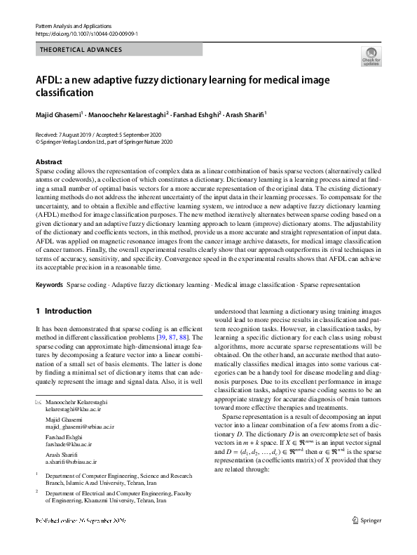 (PDF) AFDL: a new adaptive fuzzy dictionary learning for medical image classification | farshad ...