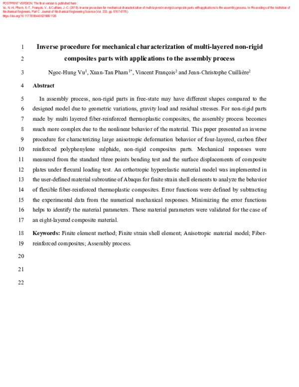 (PDF) Inverse procedure for mechanical characterization of multi-layered non-rigid composite ...
