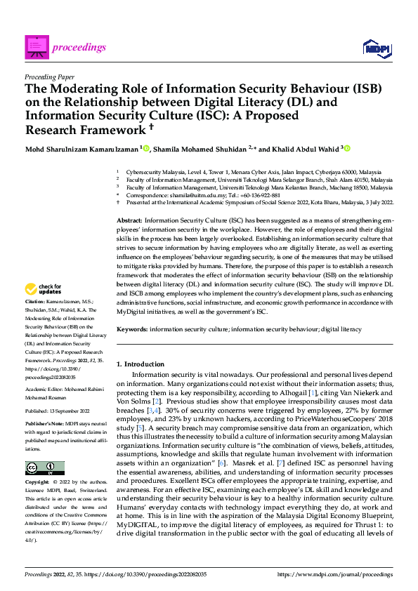 (PDF) The Moderating Role of Information Security Behaviour (ISB) on the Relationship between ...