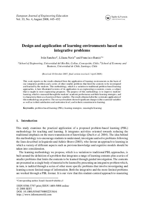 (PDF) Enhancing Learning in Engineering Economics through Integrative Problems