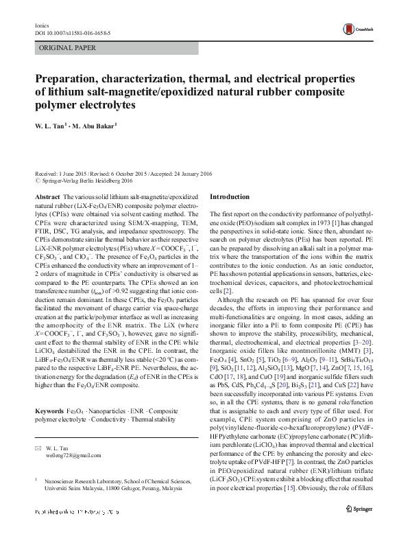 (PDF) Preparation, characterization, thermal, and electrical properties ...