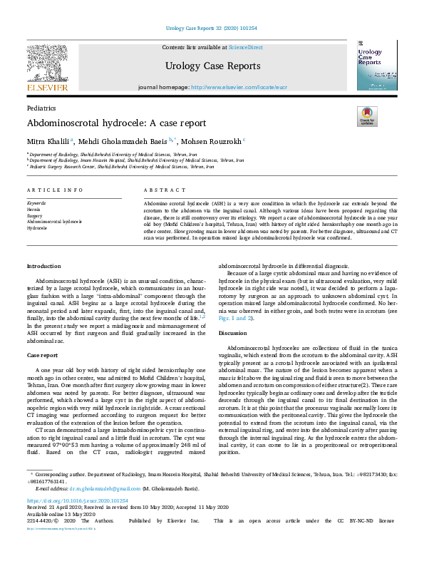 Pdf Abdominoscrotal Hydrocele A Case Report
