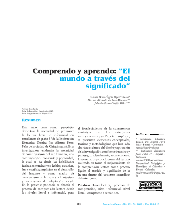 (PDF) Comprendo y aprendo: “El mundo a través del significado” | JULIO ...