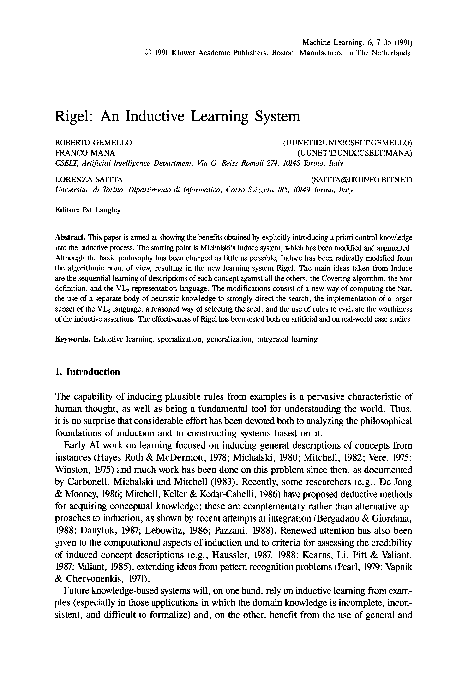 (PDF) Rigel: An inductive learning system