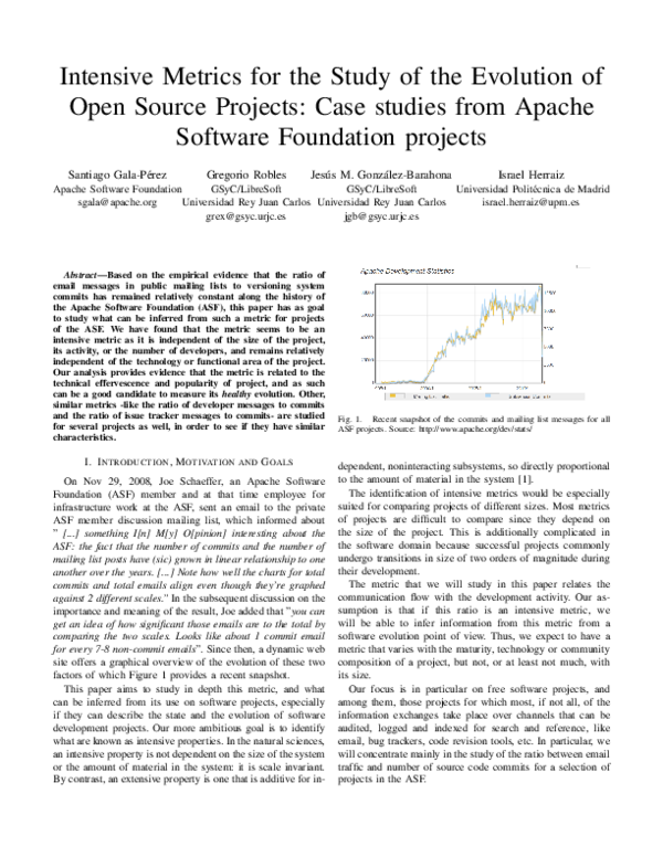 (PDF) Intensive Metrics for the Study of the Evolution of Open Source Projects: Case Studies ...