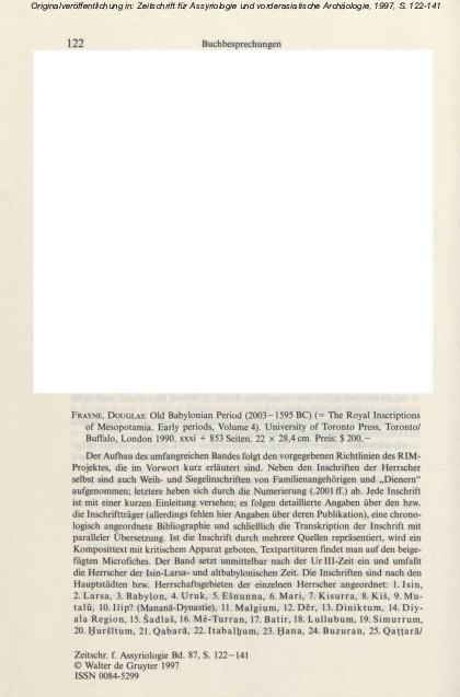 (PDF) Frayne, Douglas: Old Babylonian period (2003-1595 BC) (= The ...