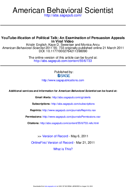 (PDF) in Viral Video YouTube-ification of Political Talk: An ...