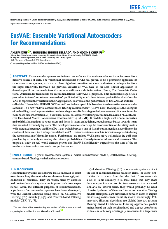 (PDF) EnsVAE: Ensemble Variational Autoencoders for Recommendations
