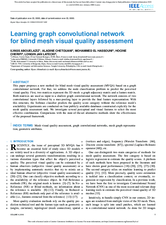 (PDF) Learning Graph Convolutional Network for Blind Mesh Visual Quality Assessment