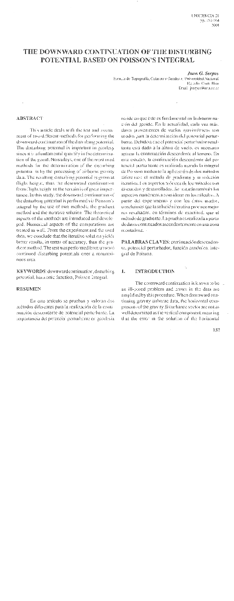 Pdf The Downward Continuation Of The Disturbing Potential Based On