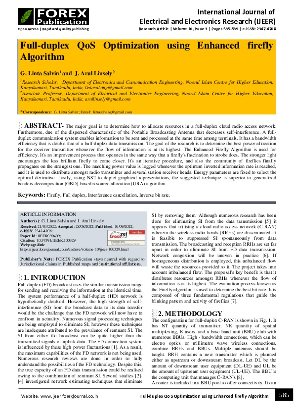 Pdf Full Duplex Qos Optimization Using Enhanced Firefly Algorithm