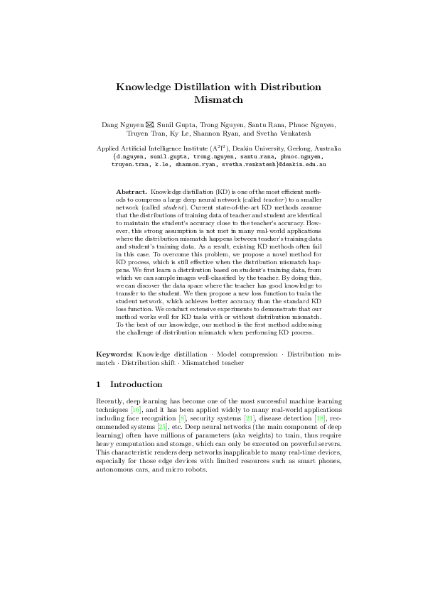 Pdf Knowledge Distillation With Distribution Mismatch