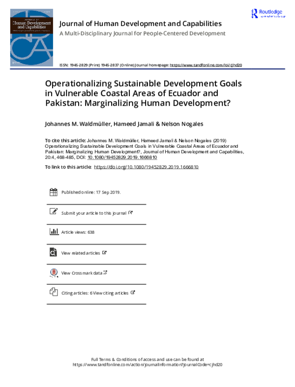 (PDF) Operationalizing Sustainable Development Goals in Vulnerable Coastal Areas of Ecuador and ...