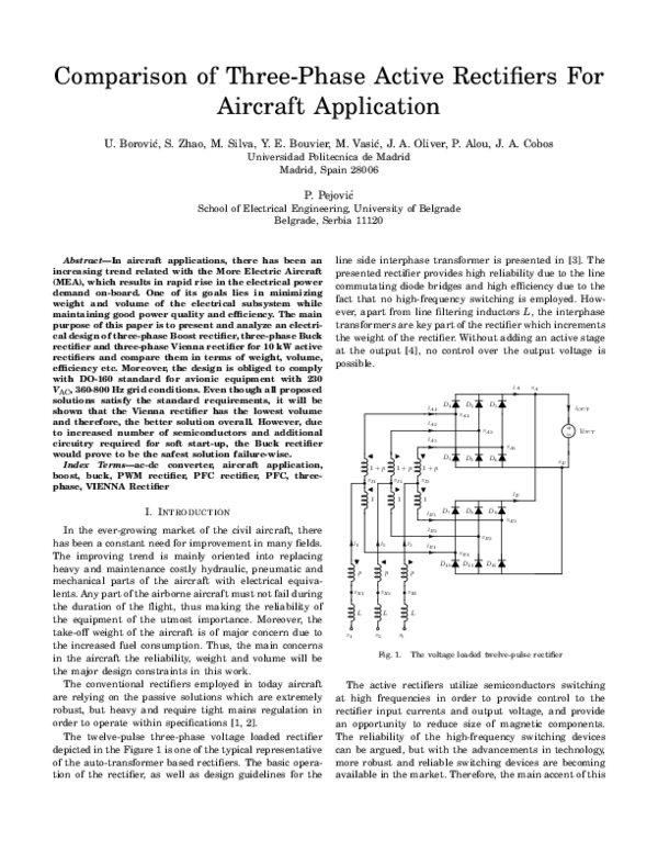 (PDF) Comparison of Three-Phase Active Rectifiers For Aircraft Application