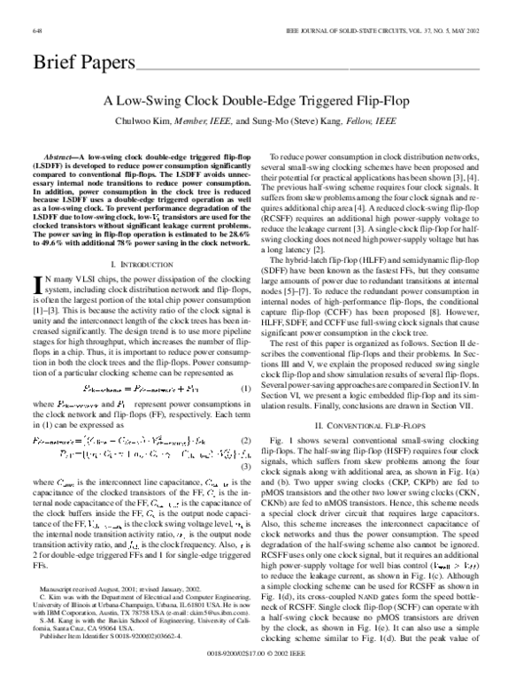 (PDF) A low-swing clock double-edge triggered flip-flop