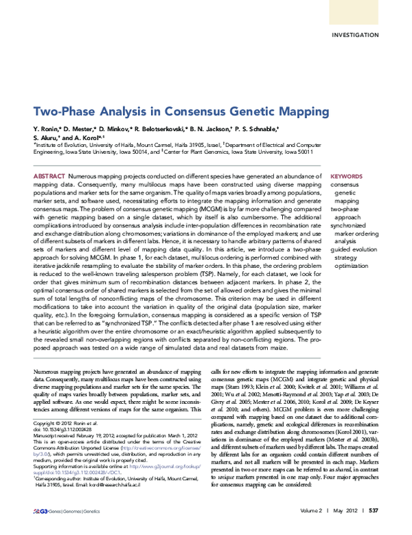 (PDF) Two-Phase Analysis in Consensus Genetic Mapping
