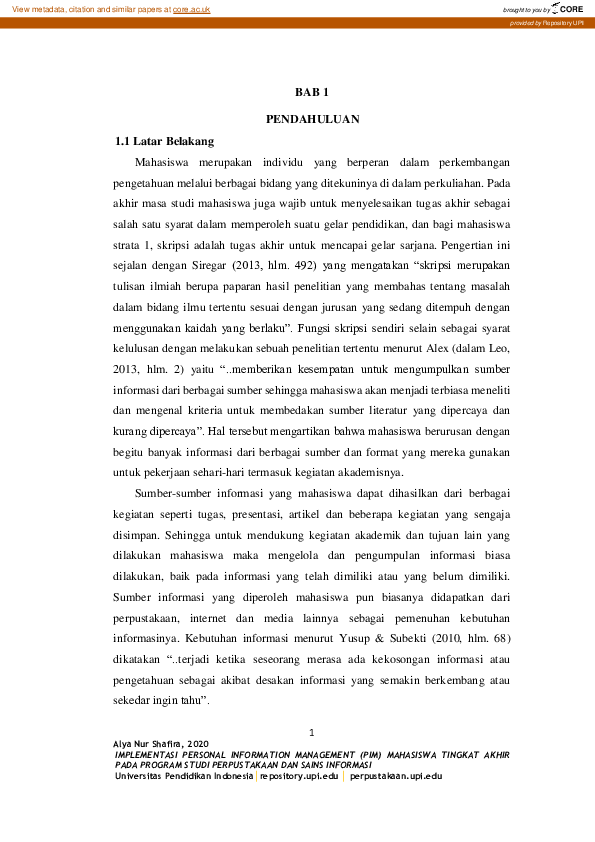 (PDF) Implementasi Personal Information Management (Pim) Mahasiswa Tingkat Akhir Pada Program ...