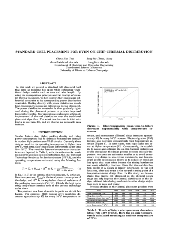 (PDF) Standard cell placement for even on-chip thermal distribution