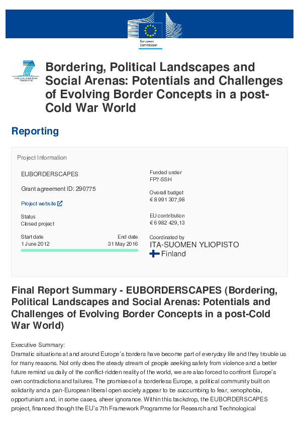 (PDF) Bordering, Political Landscapes and Social Arenas: Potentials and ...