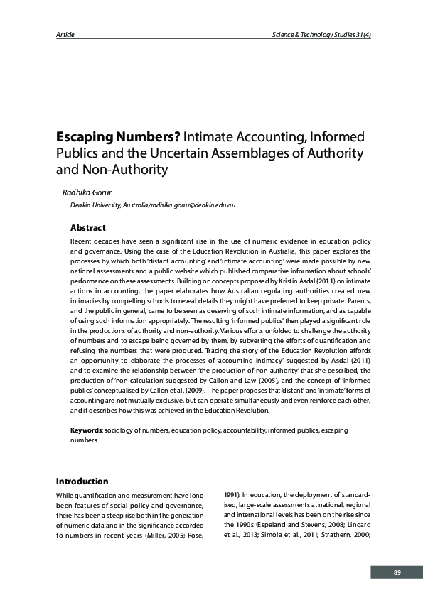 (PDF) Escaping Numbers?
