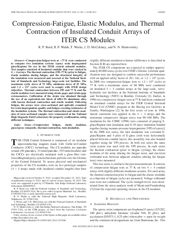 (PDF) Compression-Fatigue, Elastic Modulus, and Thermal Contraction of ...
