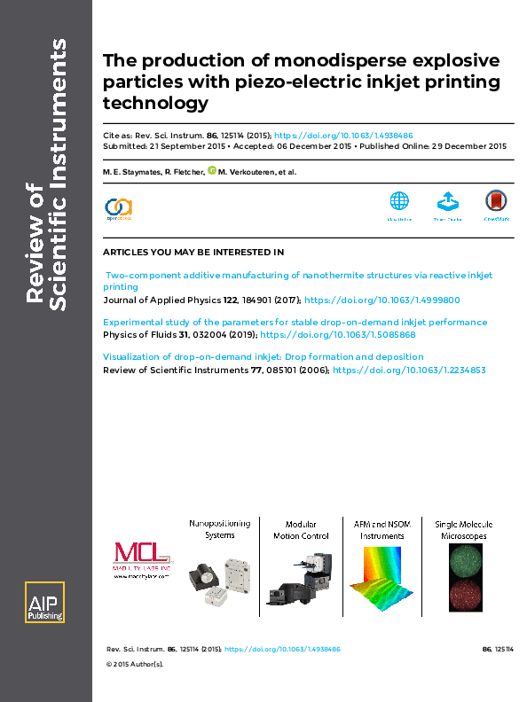 (PDF) The production of monodisperse explosive particles with piezo ...