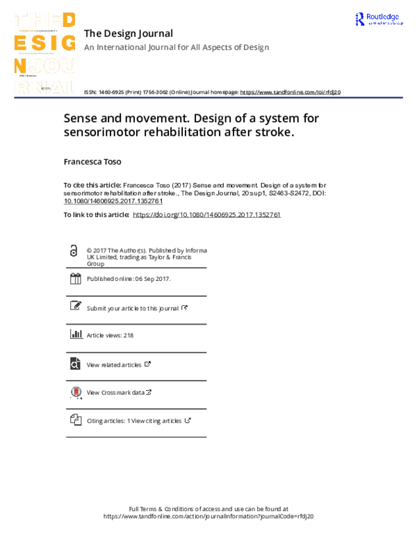 (PDF) Sense and movement. Design of a system for sensorimotor ...