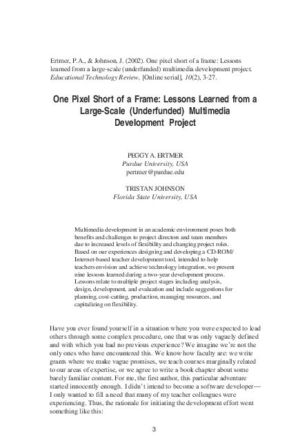 (PDF) Lessons Learned from Multimedia Projects
