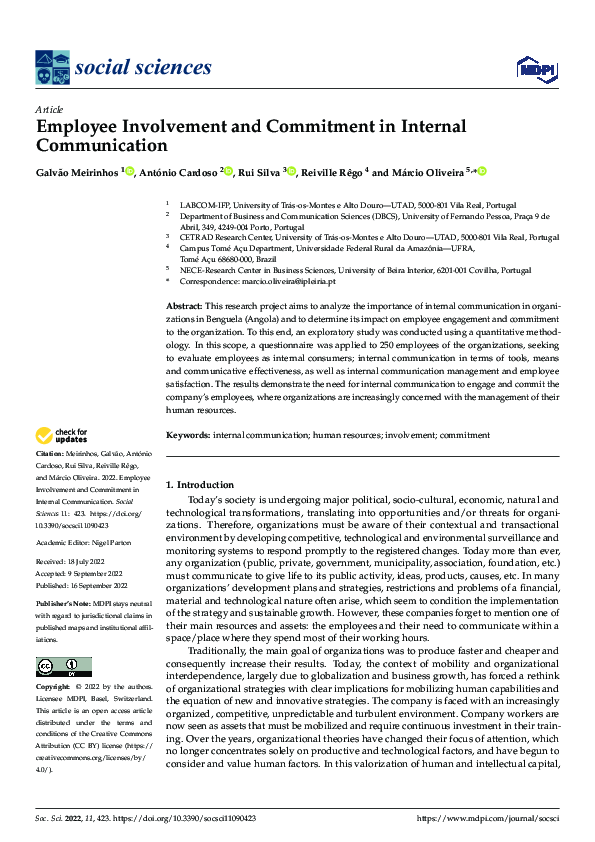 (PDF) Employee Involvement and Commitment in Internal Communication