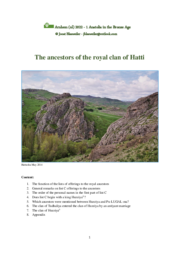 (PDF) The ancestors of the royal clan of Hatti