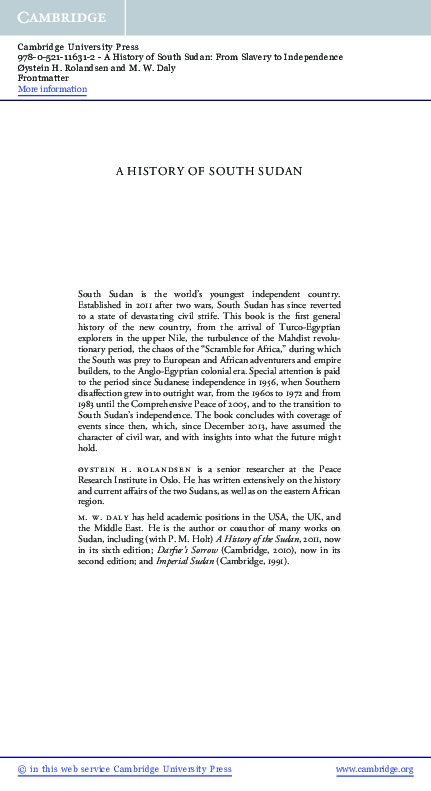 (PDF) A History of South Sudan