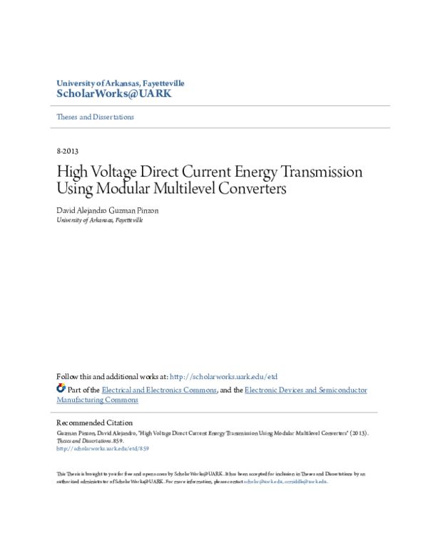 (PDF) High Voltage Direct Current Energy Transmission Using Modular Multilevel Converters