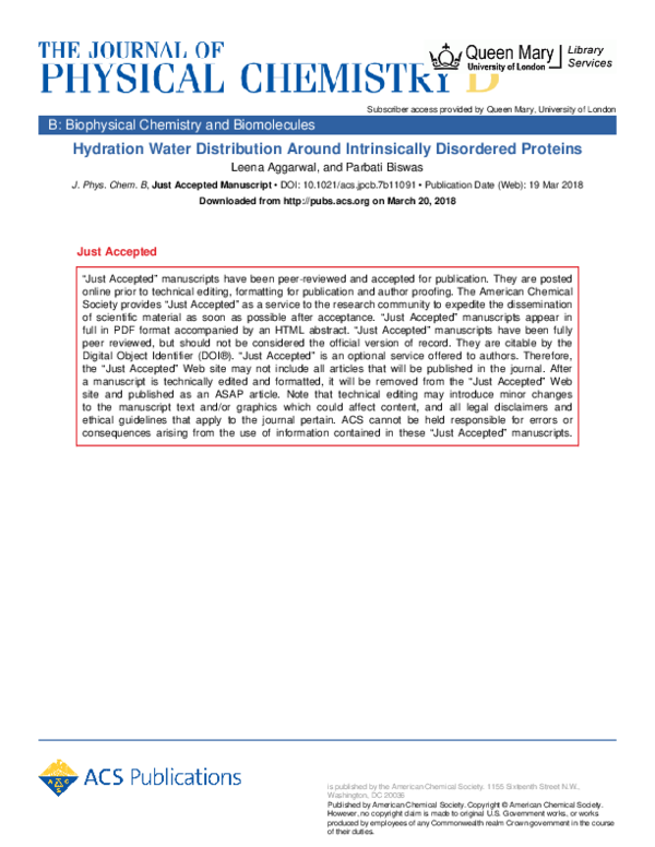 (PDF) Hydration Water Distribution around Intrinsically Disordered Proteins