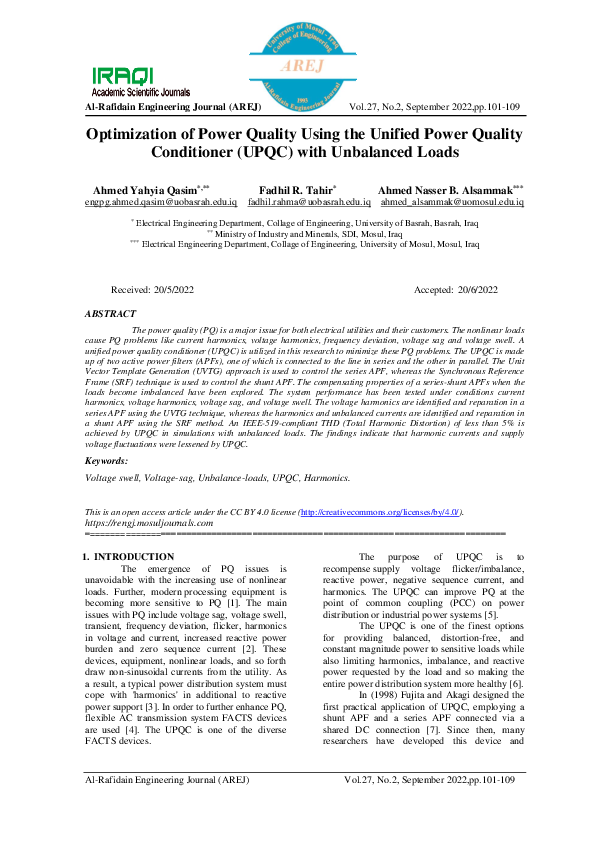 (PDF) Optimization of Power Quality Using the Unified Power Quality Conditioner (UPQC) with ...