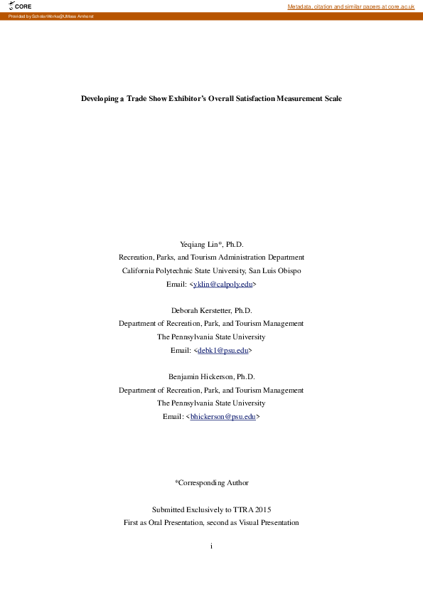 (PDF) Developing a Trade Show Exhibitor’s Overall Satisfaction ...
