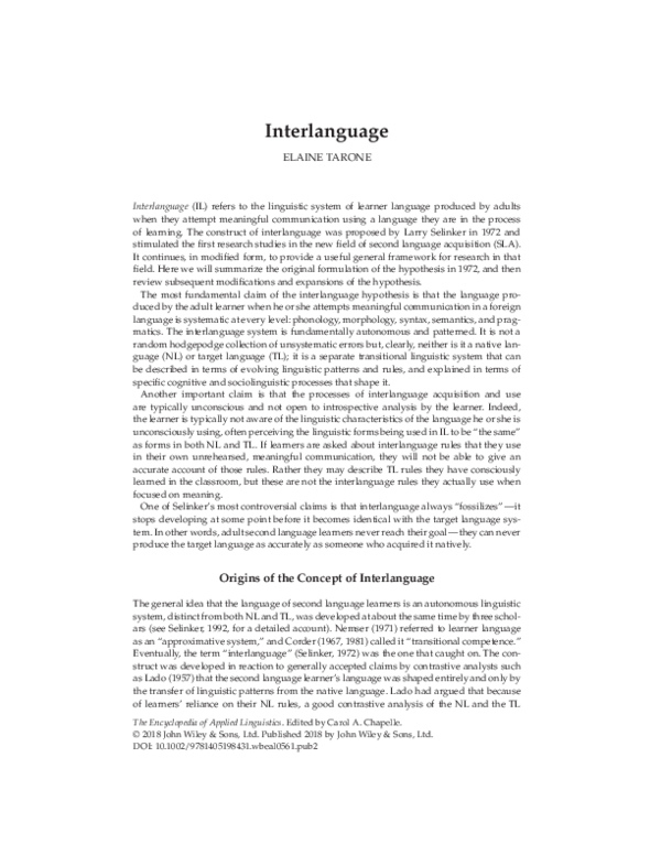 (PDF) Interlanguage