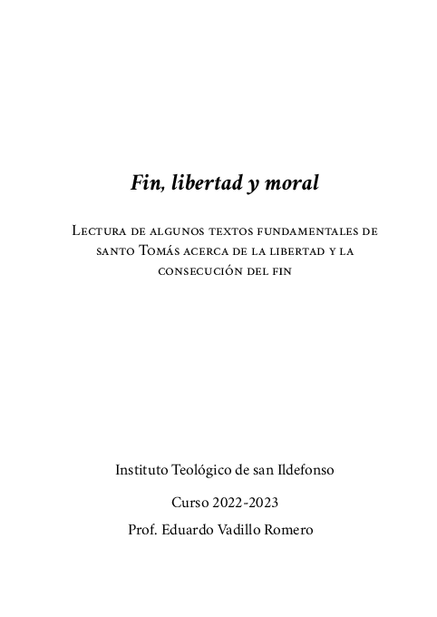 (PDF) Materiales para el seminario sobre fin, libertad y moral en santo ...
