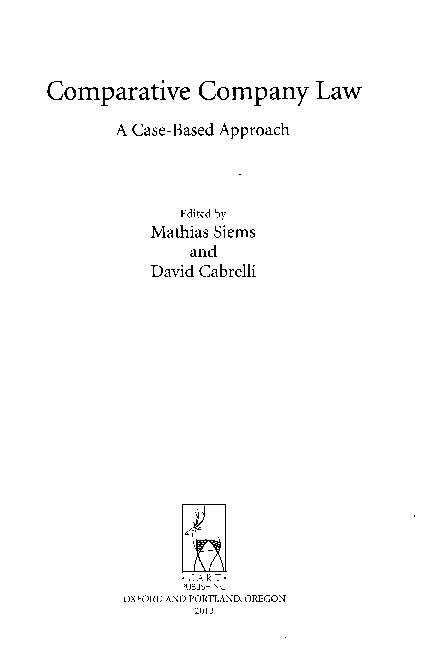 (PDF) Comparative Company Law: A Case-Based Approach
