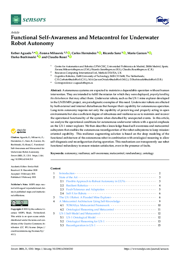 (PDF) Functional Self-Awareness and Metacontrol for Underwater Robot ...