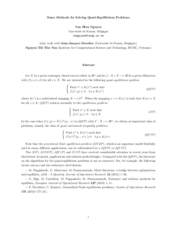 (PDF) A family of extragradient methods for solving equilibrium problems