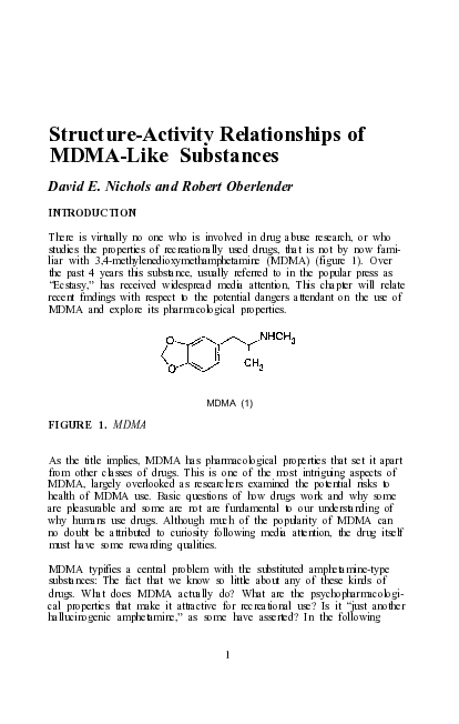 (PDF) Structure-Activity Relationships of MDMA-Like Substances | David ...