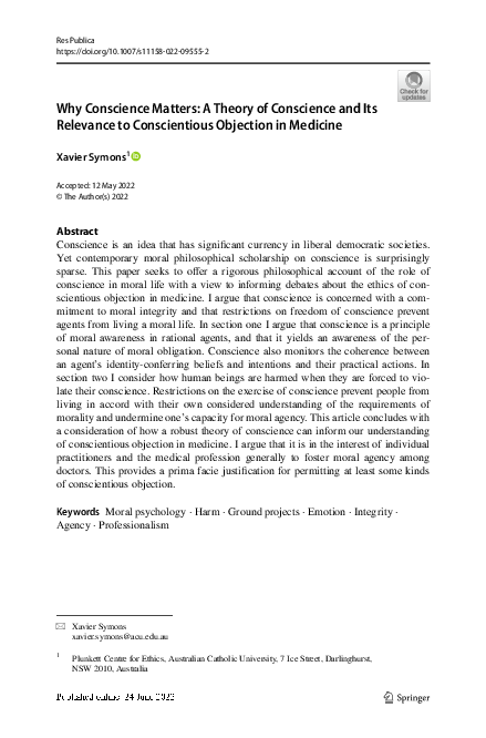 (PDF) Why Conscience Matters: A Theory of Conscience and Its Relevance to Conscientious ...