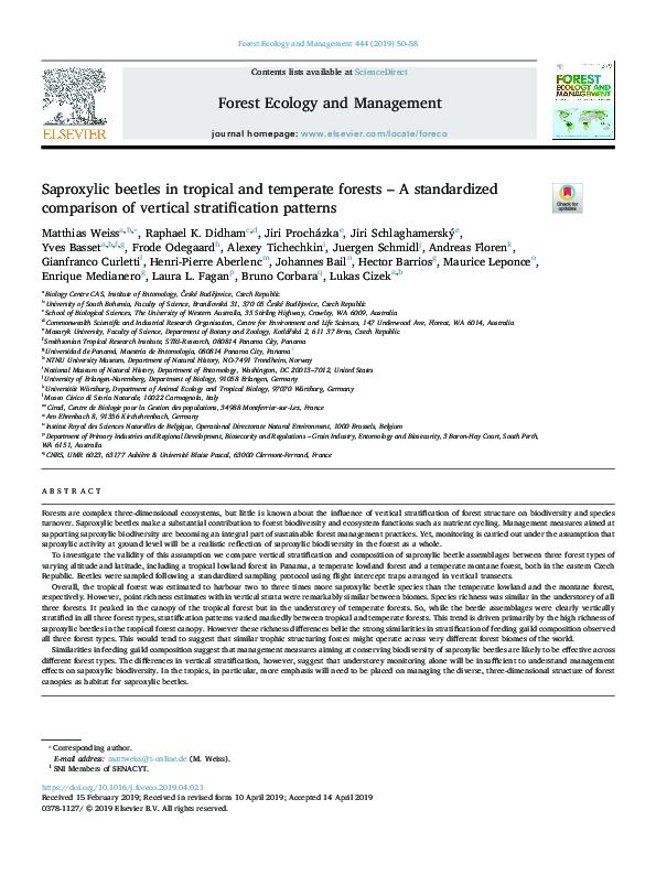 (PDF) Saproxylic beetles in tropical and temperate forests – A ...