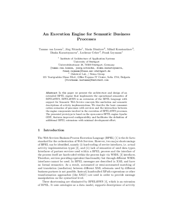 (PDF) An Execution Engine for Semantic Business Processes