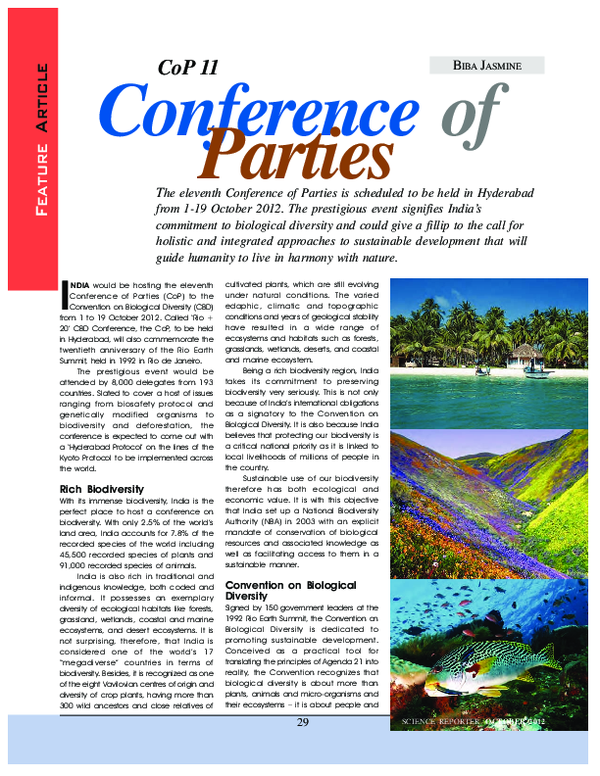 (PDF) Conference of Parties (CoP 11) – Major Event in India