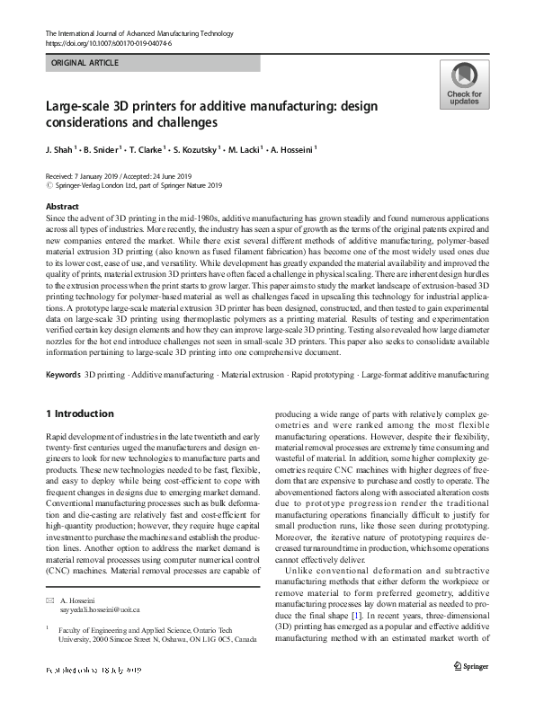 (PDF) Large-scale 3D printers for additive manufacturing: design ...