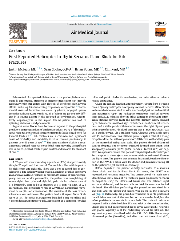 (PDF) First Reported Helicopter In-flight Serratus Plane Block for Rib ...